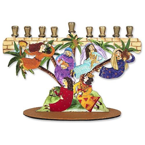 Sold out Chanukah Painted Metal Menorah "Women of the Torah" Designed ...