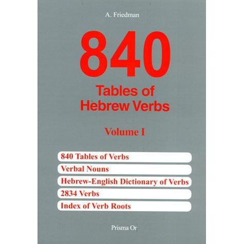 840 Tables of Hebrew Verbs Index of Roots, Tables of Conjugations, Dic ...