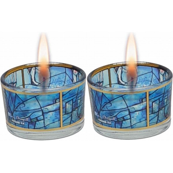 Marc Chagall Window Decoration in Blue Glass Shabbat Candlestickes Tea ...