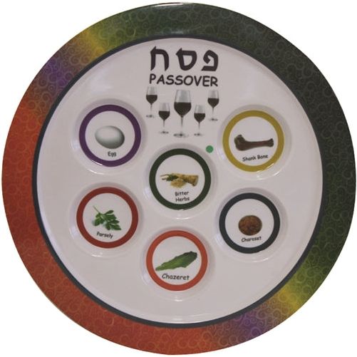 Melamine Passover Pesach Colorful Seder Plate The Symbols of the Seder ...